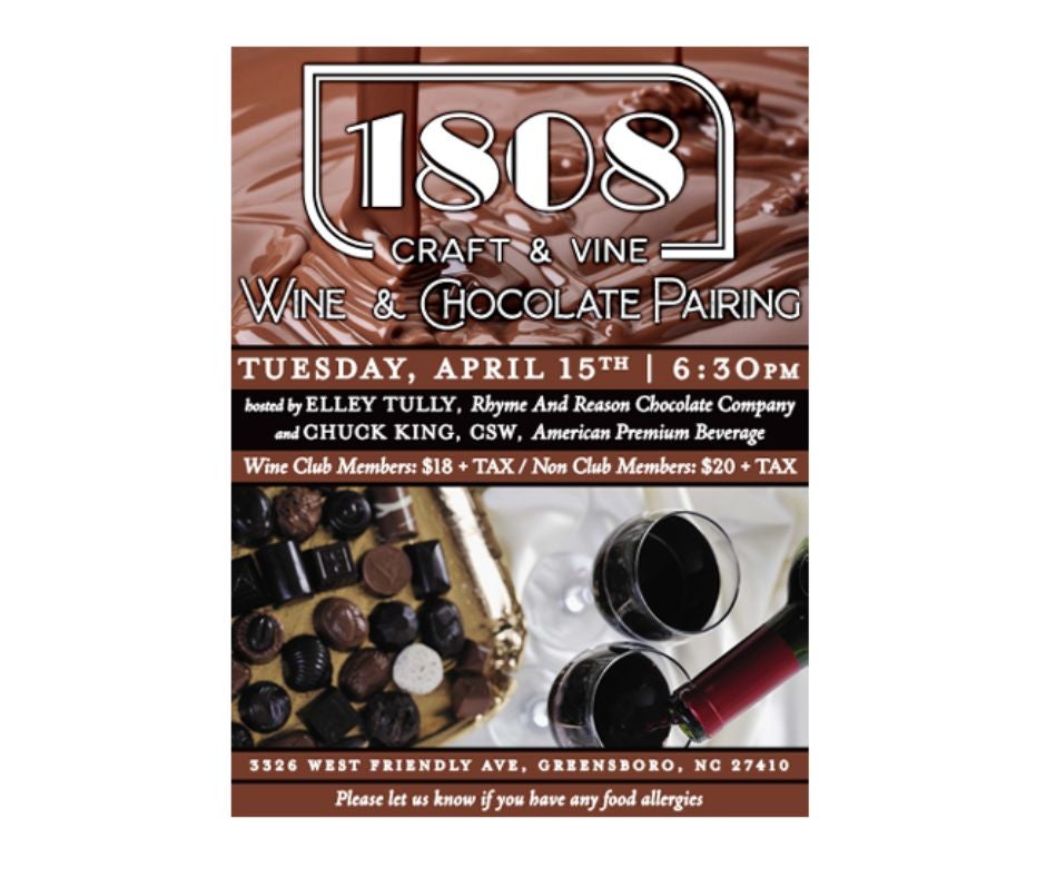 Wine & Chocolate pairing | 1808 Craft & Vine